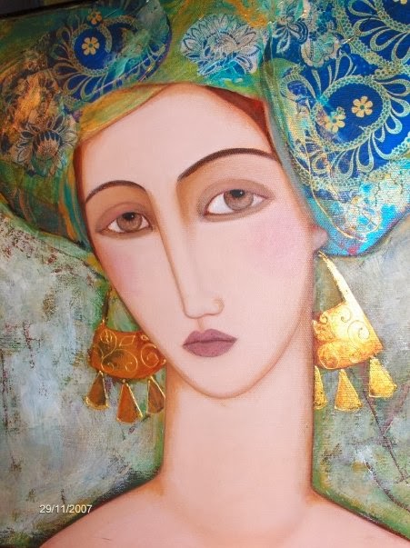 Ποδηλάτισσα : Πίνακας με μικτές τεχνικές!!!