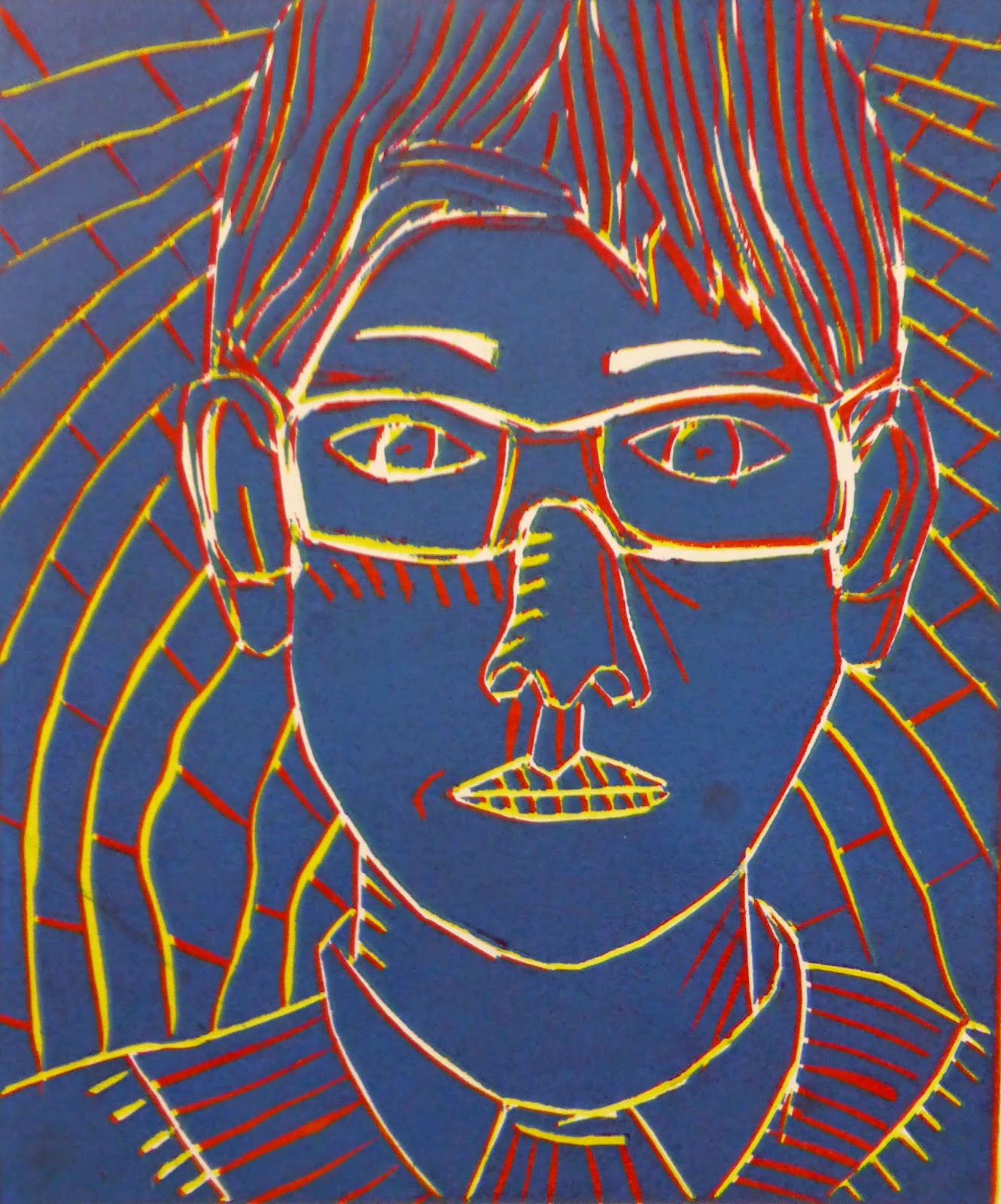 Elizabeth Dismorr Art Portfolio : Year 8 Lino Print Self Portraits