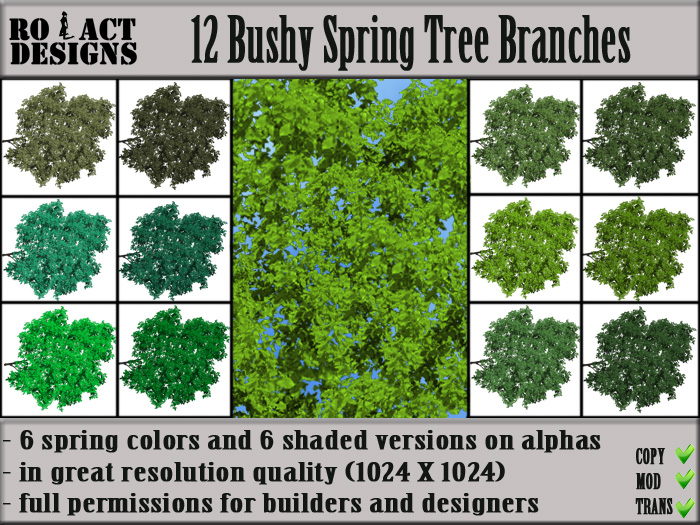 Ro!Act Designs: Ro!Act Designs 12 Bushy Spring Tree Branches Alpha Textures