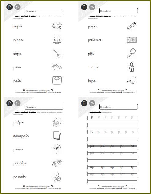 Jugando y aprendiendo juntos: Aprendo a leer y a escribir. La P