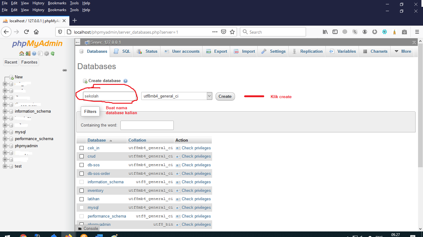 Cara membuat database di phpMyAdmin xampp - ARYO TUTORIAL