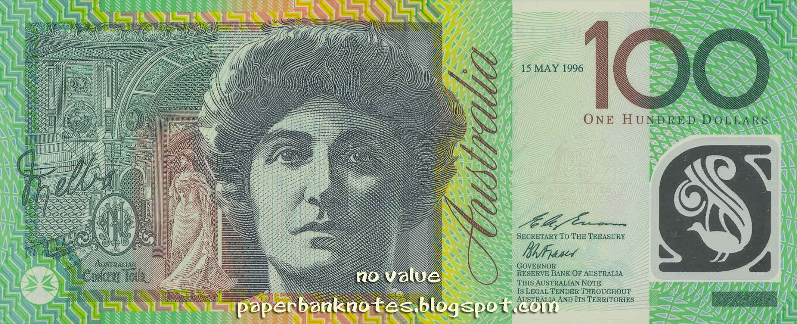 australia: .Australia - $100 1996 Embossed Commemorative First and Last ...
