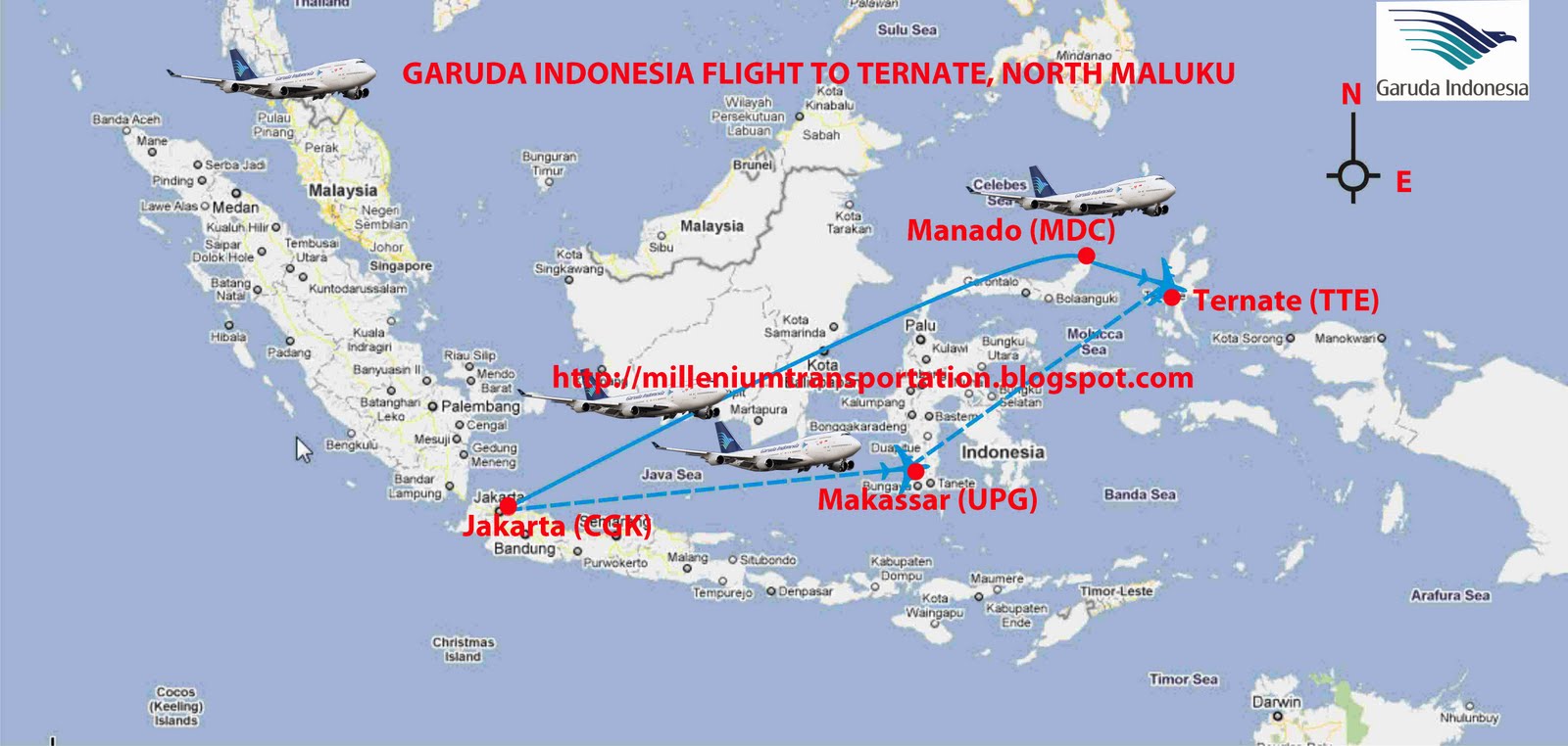 routes map: Garuda Indonesia Routes Map