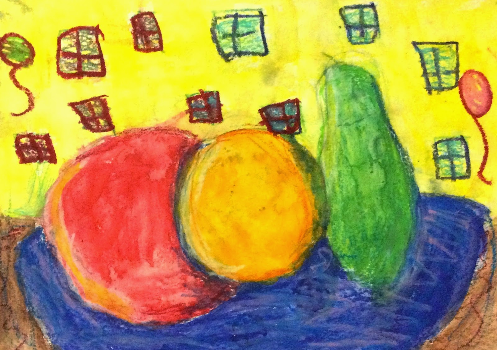 Ms. Curry's Art Room : Grade 1 Still Life Drawings of Fruit