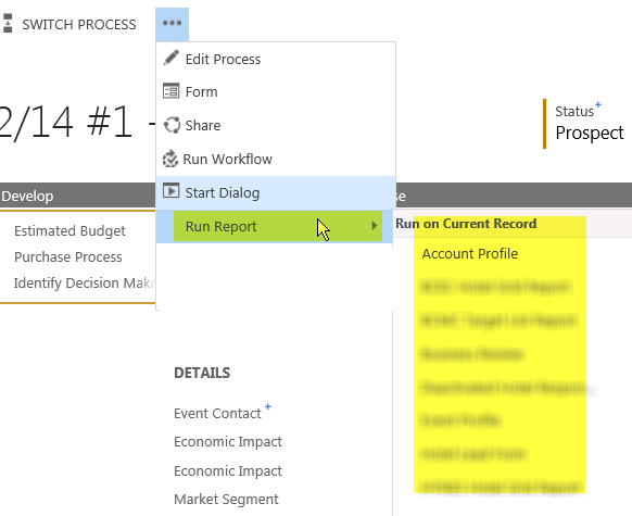 Practical Dynamics CRM: Run Report button missing on Forms
