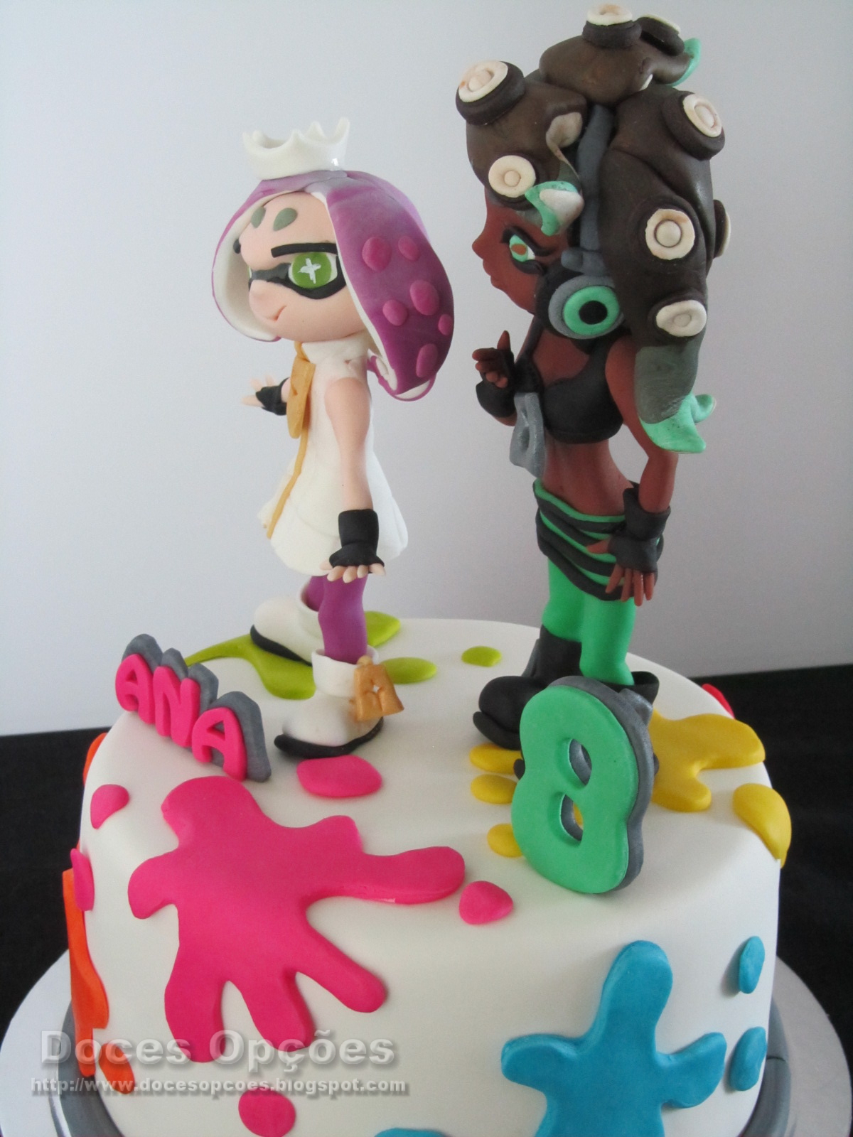 Doces Opções: Bolo de aniversário Splatoon com a Marina e a Pearl