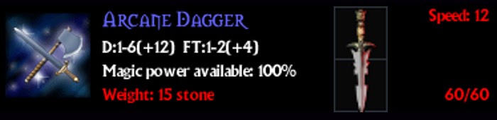 Best cRPGs: Arcanum: ARCANE DAGGER, stats, location