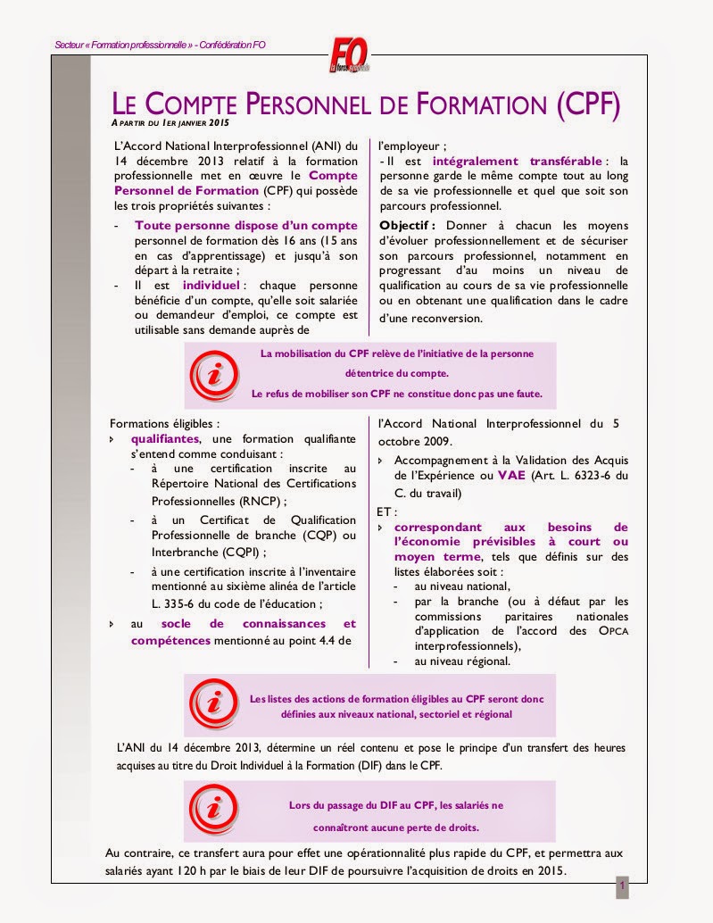 Fo Loire Atlantique Le Compte Personnel De Formation Cpf