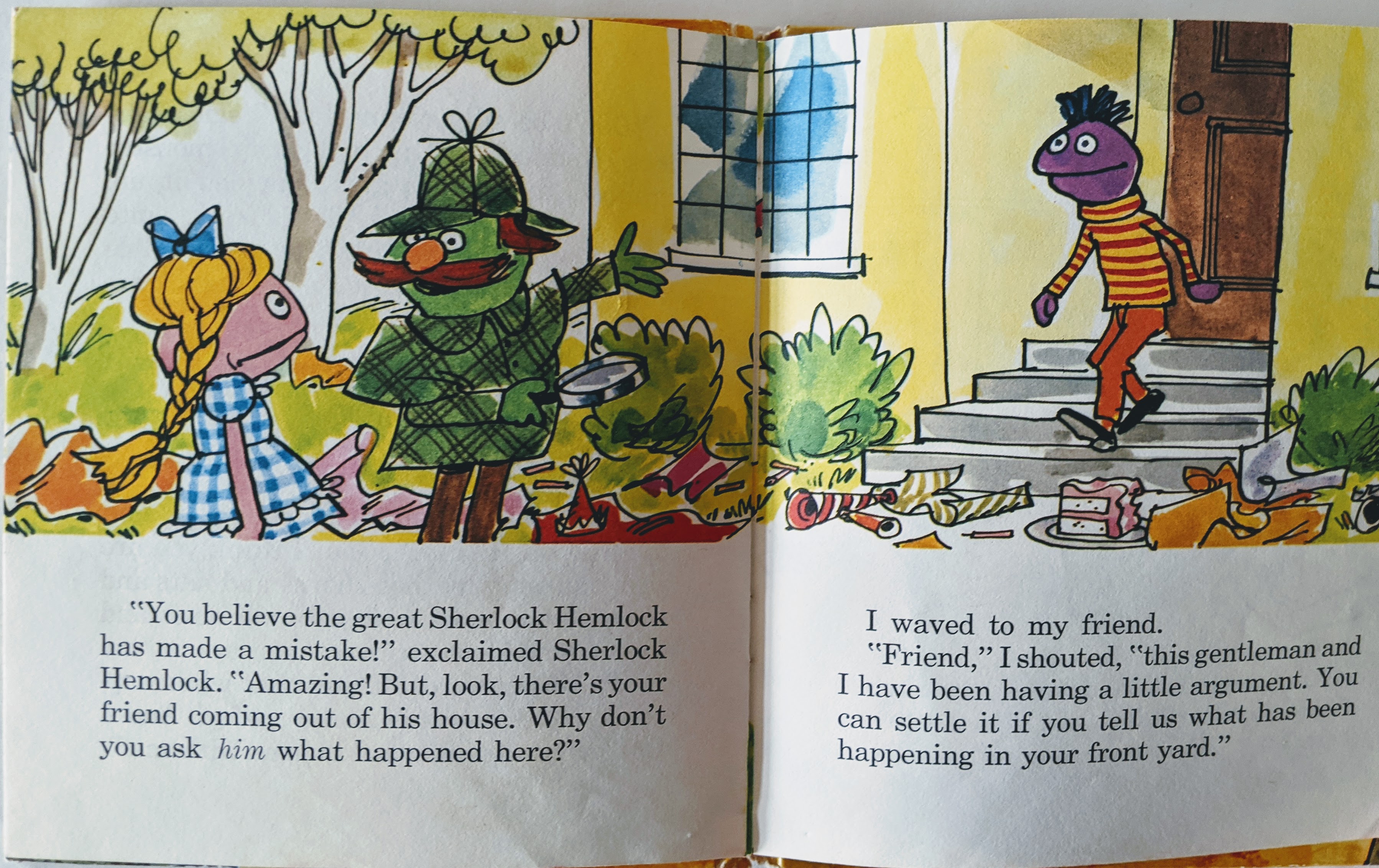 Sherlock Hemlock & Great Twiddlebug Mystery Retro Book Illustration ...