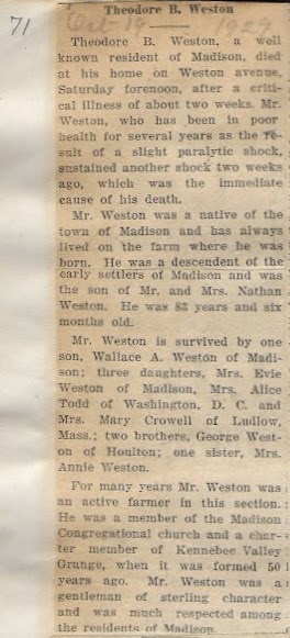 Heirlooms Reunited: 1929 Obituary of Theodore Bush Weston (1846-1929 ... Heirlooms Reunited: 1929 Obituary of Theodore Bush Weston (1846-1929 ...