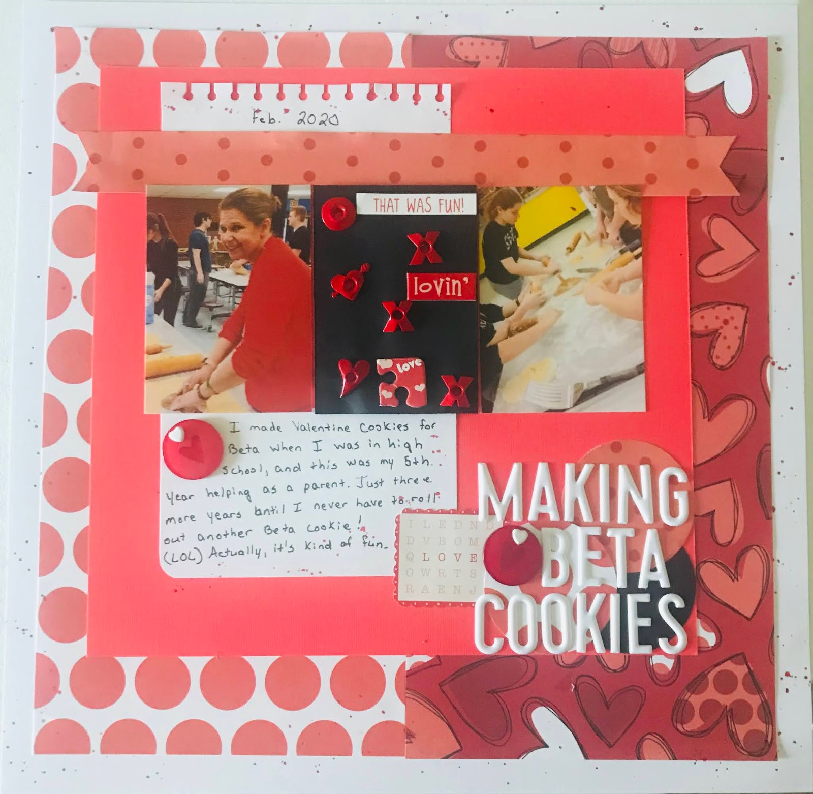 3 pages (scrapbook, recipe, and books): Making Beta Cookies layout