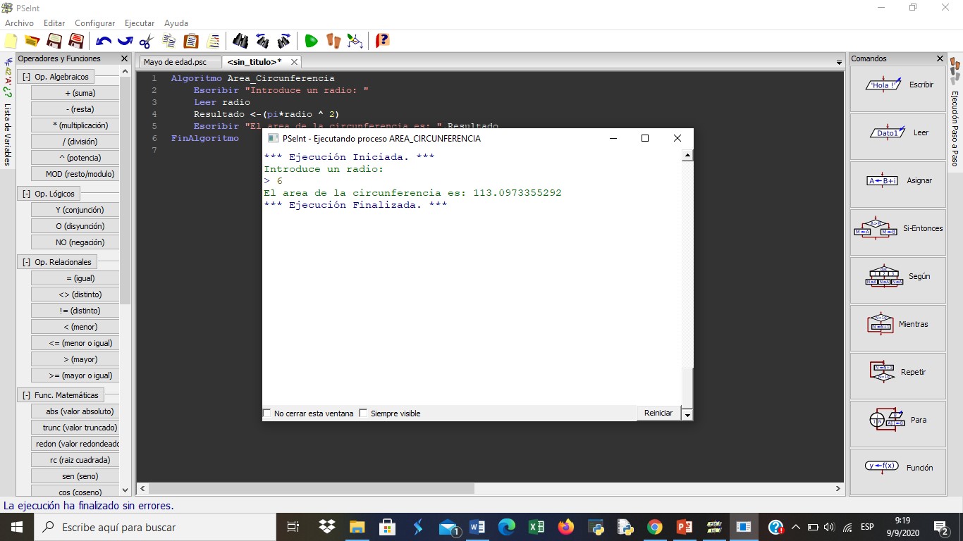 PROGRAMAS EN PSEUDOCÓDIGO EN PSEINT