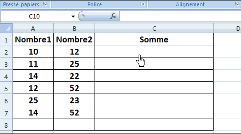 Les formules sous Excel, taper et recopier une formule | Cours ...