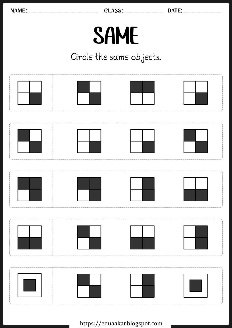 Same and Different Worksheets for Kids: Develop Cognitive Skills with Fun