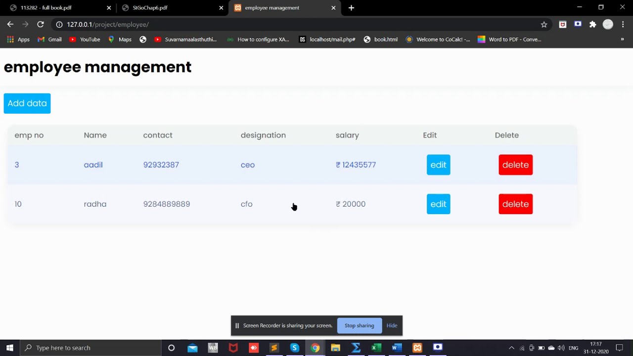 Crud application using PHP,mysql and jQuery