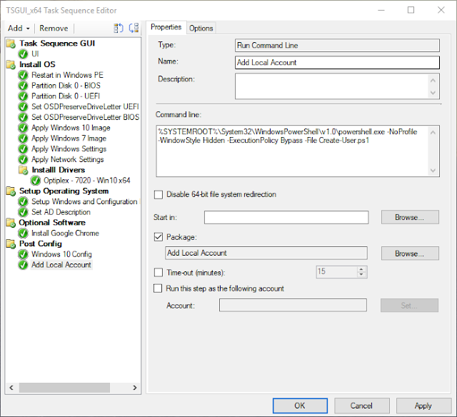 SCCM Task Sequence GUI - How to set up the TS to work with a GUI
