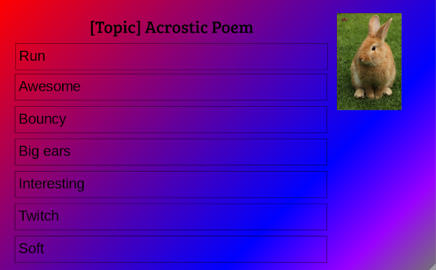 Bronx @Hornby High School : A Rabbit Acrostic Poem