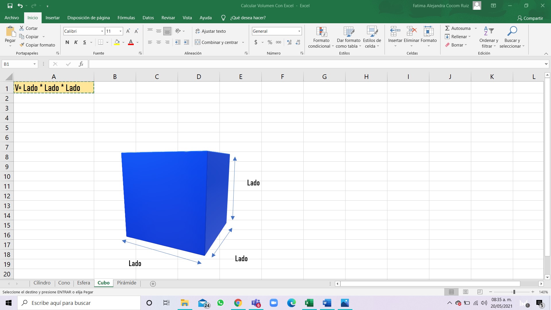 Volúmenes con Excel