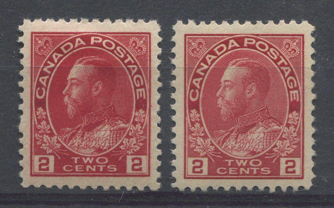 Shades Of The 2c Carmine Admiral Stamp of 1911-1922