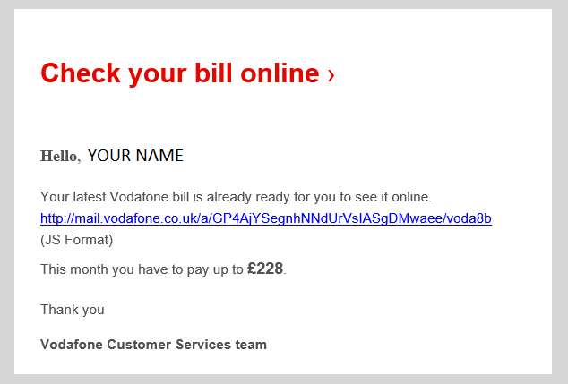 Phishing emails from O2 and Vodafone "Your bill is ready" - Business ...