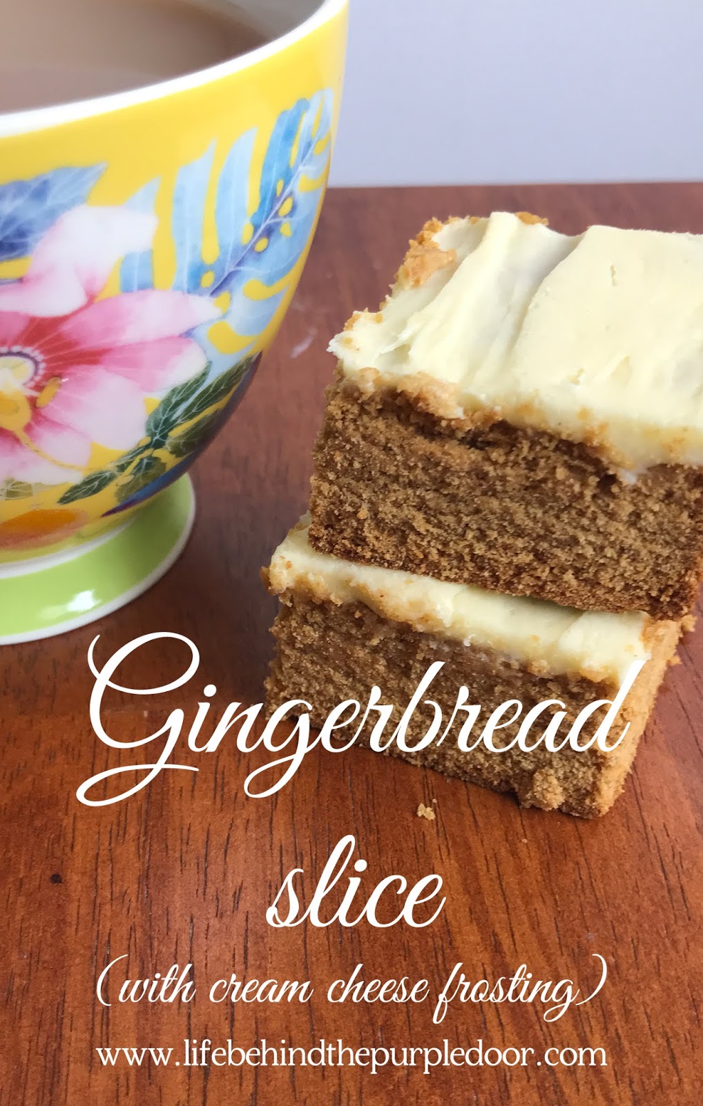 Gingerbread Slice with Cream Cheese Frosting | Life Behind The Purple Door