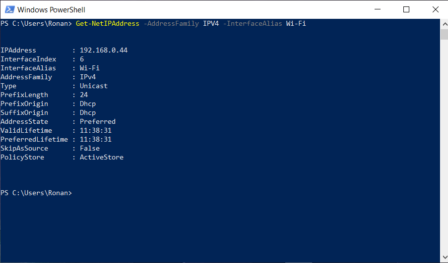 Obtenir l'adresse IP avec PowerShell