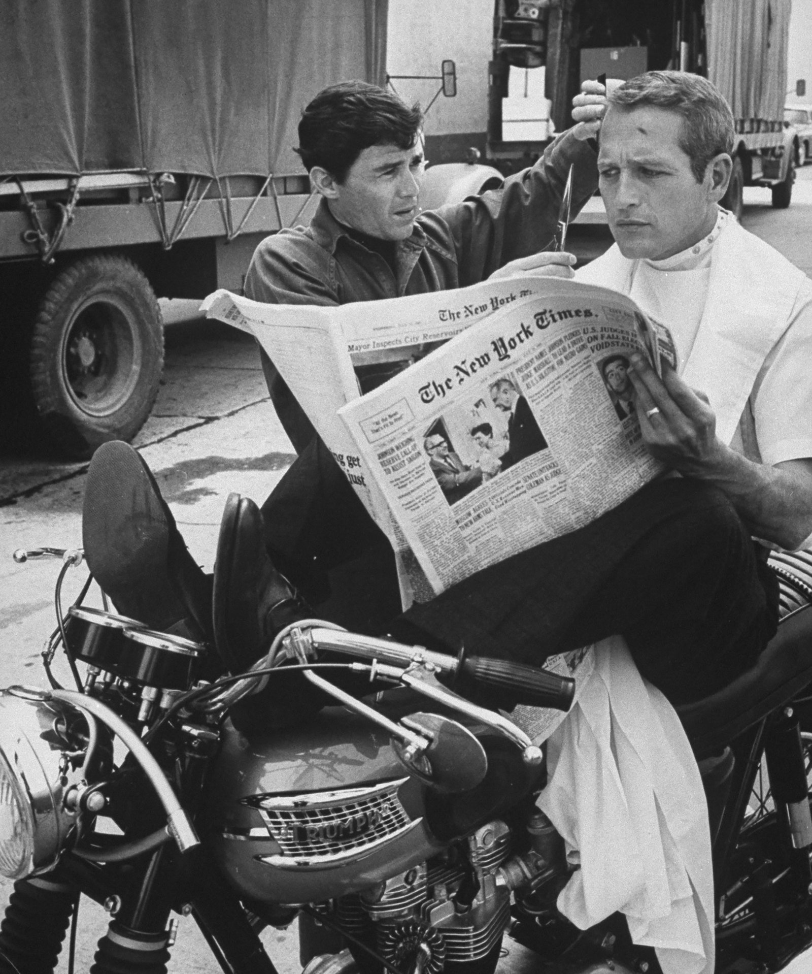Just A Car Guy: I don't know why Paul Newman was getting his hair cut ...