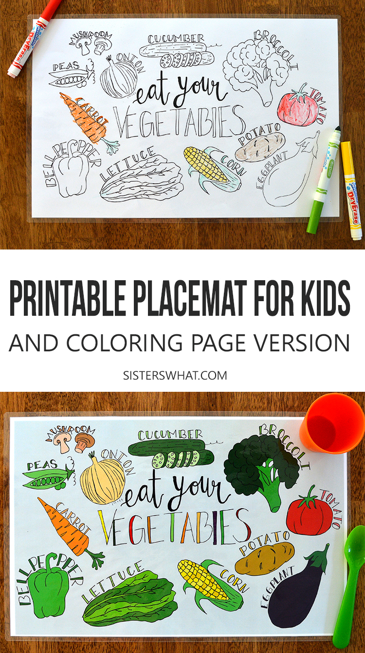Free Vegetable Printable Coloring Page Place Mat and Green Beans Recipe ...
