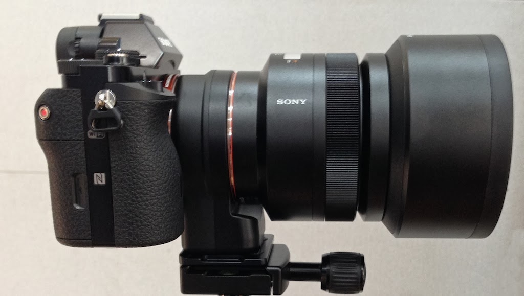 Markins Plate: Sony A7 with Markins PS-A7 LS-A7 plate, PU-40 at LA-EA4 adaptor