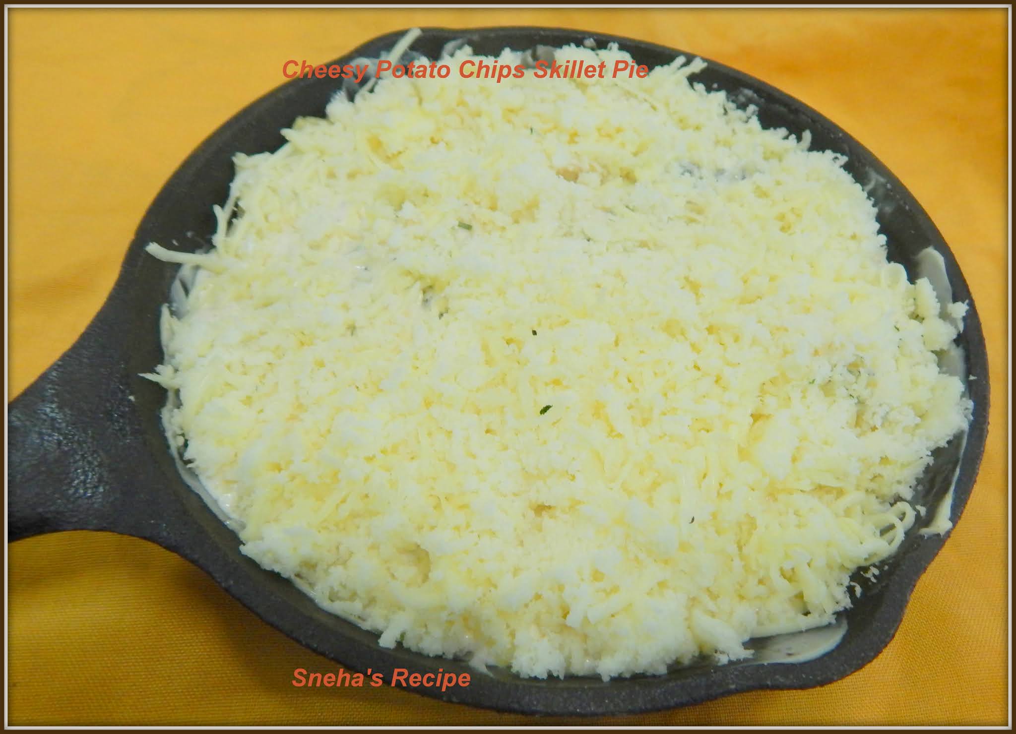 Cheesy Potato Chips Skillet Pie#SundayFunday - Sneha's Recipe