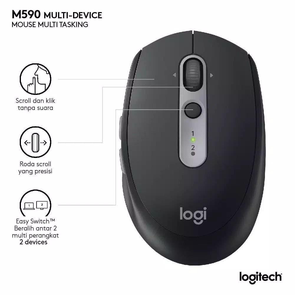Logitech M590 Multi Device Wireless Mouse - Prima Komputer