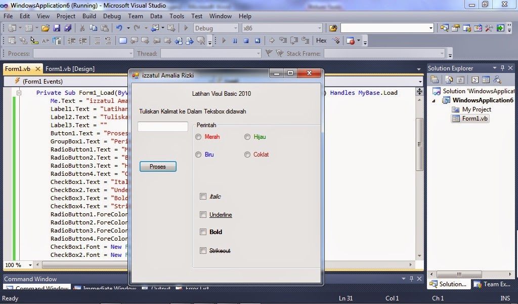 Pemrograman Visual Basic Studio 2010: Membuat Program Dasar Visual ...
