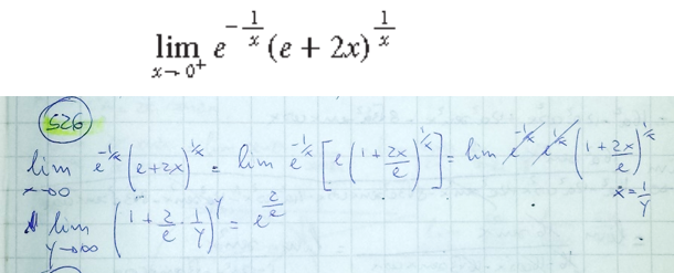 Limite per x che tende a 0 di e^(1/x)(e+2x)^(1/x)