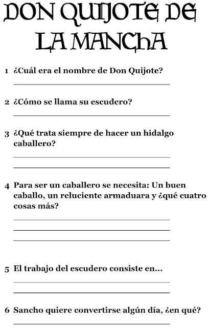 SegundoA19deAbril: DON QUIJOTE DE LA MANCHA II. COMPRENSIÓN ORAL