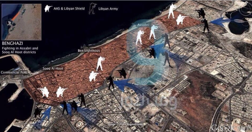 Asian Defence News: Map of Benghazi, Libya clashes