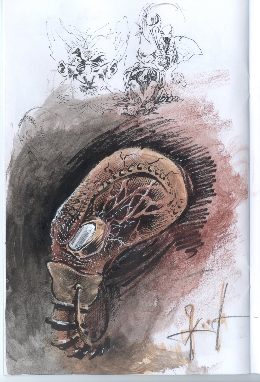Sam Kieth : Rare Sandman's Helmet Rough Sketch