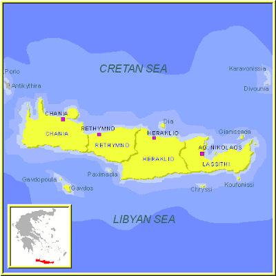Map of Crete Province Area | Map of Greece Regional Political Province