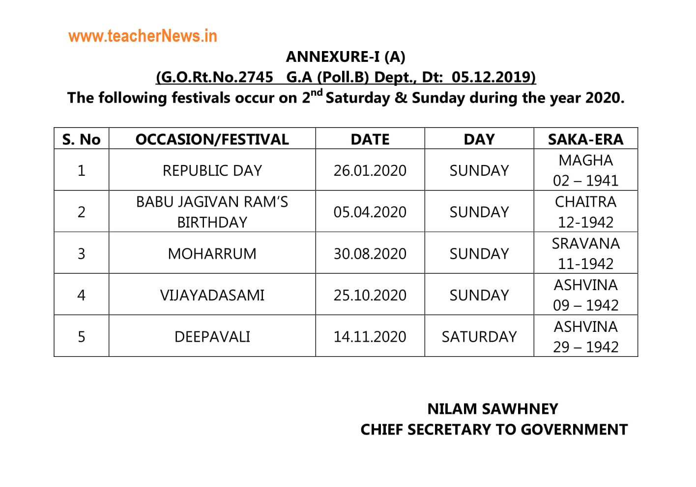 AP list of Holidays 2020 General / Oprional Holidays list 2020 in AP ...