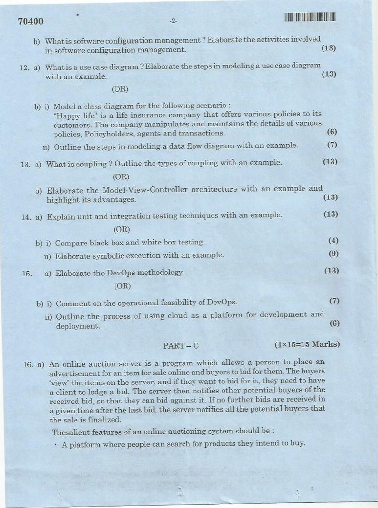 Anna University CP 5154- ADVANCED SOFTWARE ENGINEERING November ...