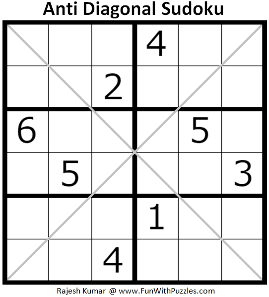 Anti Diagonal Sudoku Puzzle Mini Sudoku Series 111 Fun With Puzzles Anti Diagonal Sudoku Puzzle Mini Sudoku Series 111 Fun With Puzzles