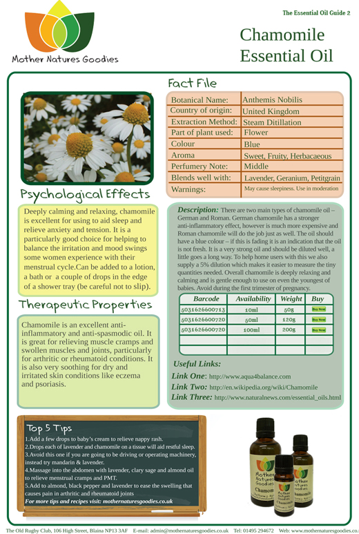 Mother Natures Goodies: Fact Sheet: The ESSENTIAL GUIDE to Chamomile