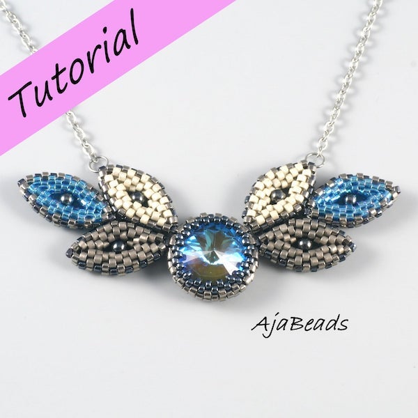 Modern Geometric Inspired Swarovski Rivoli Beaded Pendant Tutorials by ...