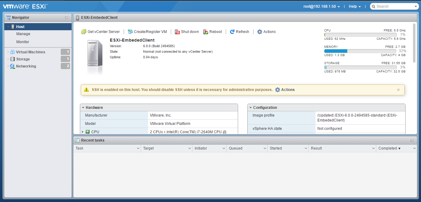 ESXi-Embedded Host Client - Installation and first impression | TechCrumble