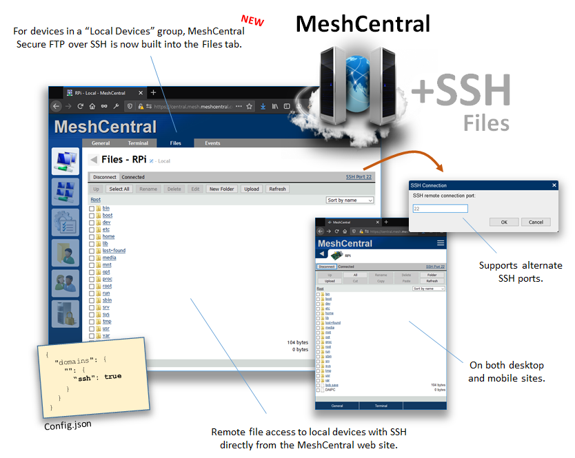 MeshCentral - Signing, Assistant, SSH Files, Logs and Internalization
