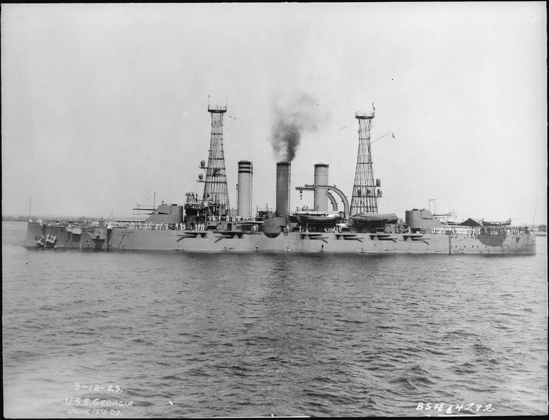 USS GEORGIA (BB-15) 1904 Launch of Battleship Georgia at Bath Maine ...