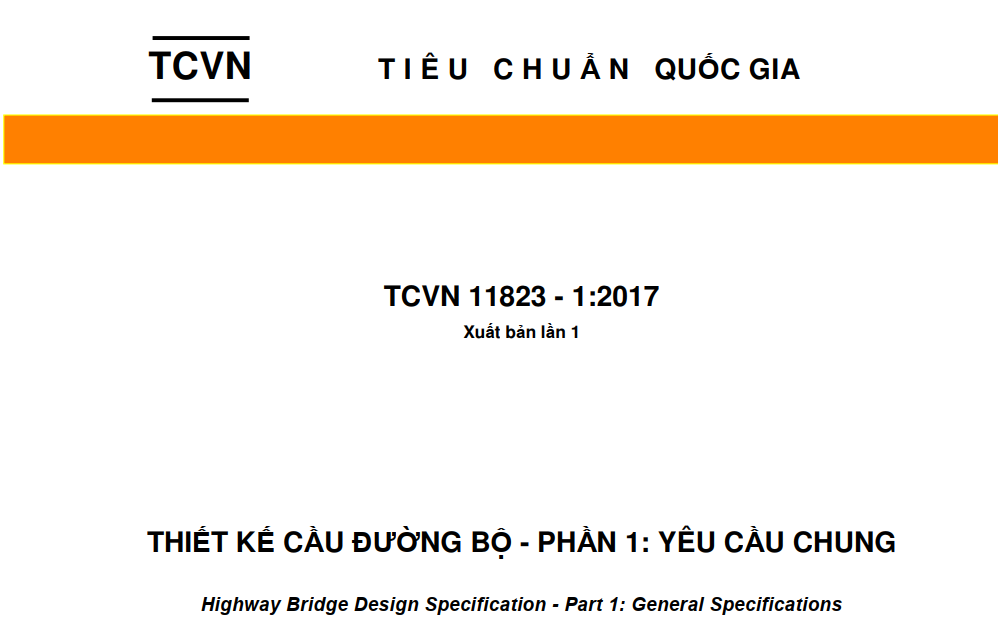 Tiêu chuẩn thiết kế cầu TCVN 11823-2017