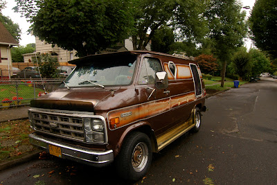 OLD PARKED CARS.: 1982 Chevrolet Red-E-Kamp Van.