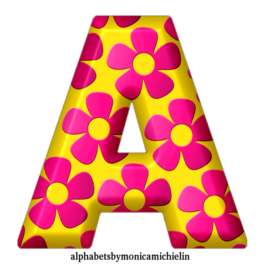 M. Michielin Alphabets: PINK FLOWERS YELLOW BACKGROUND ALPHABET ...
