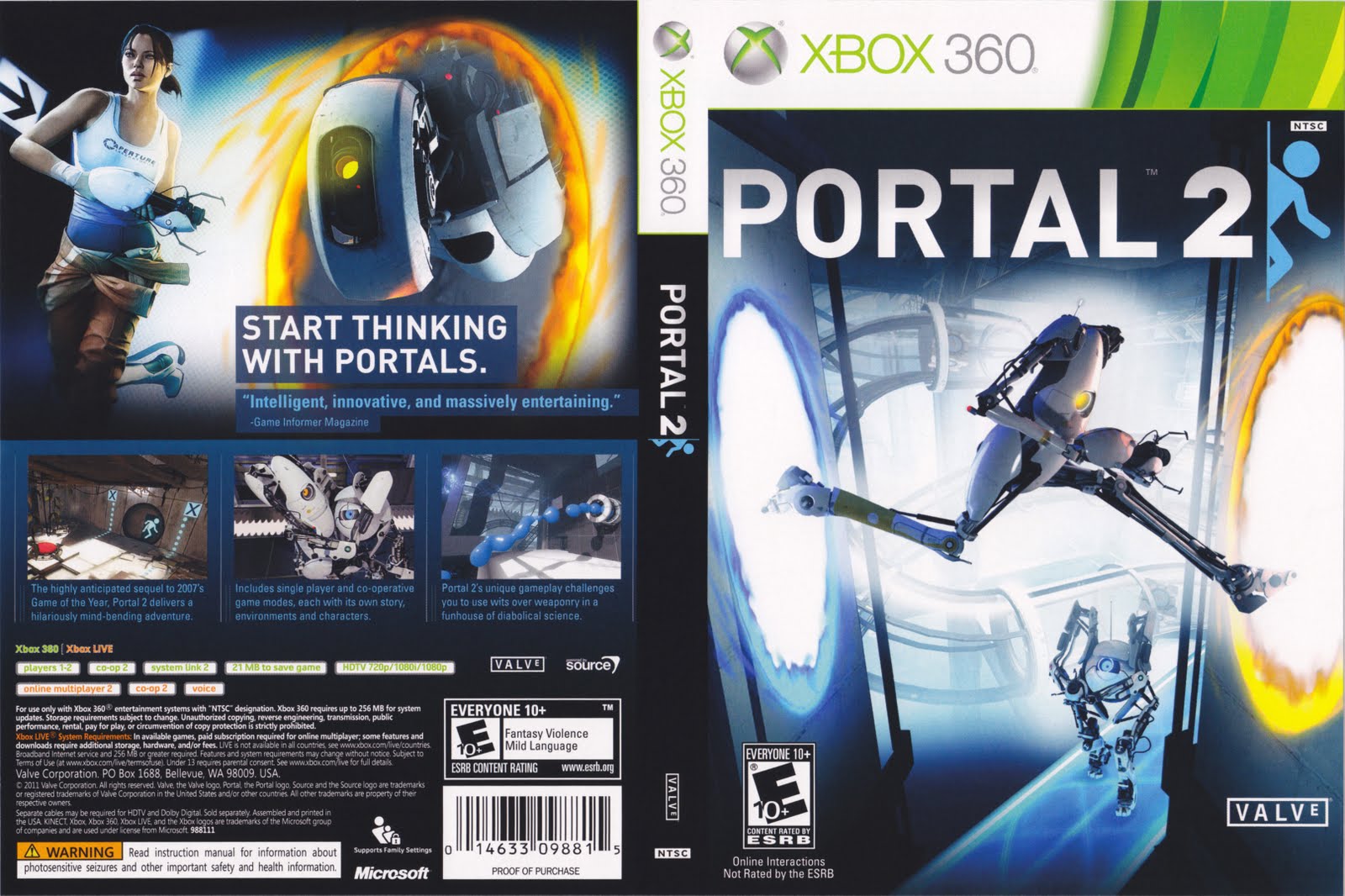 Games Covers: Cover Portal 2 - Xbox 360