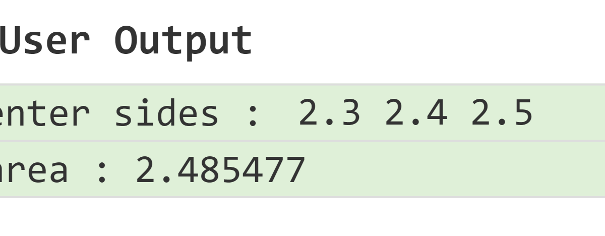 Sem 1 B.Tech PPS Lab Programmes: Program to find the area of a triangle ...